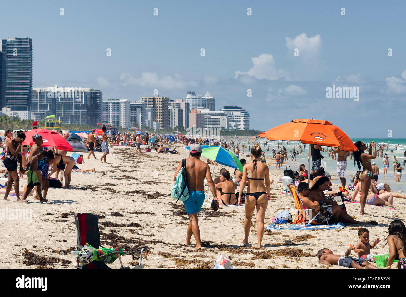 Miami beach, Florida people relaxing on a beach Stock Photo - Alamy