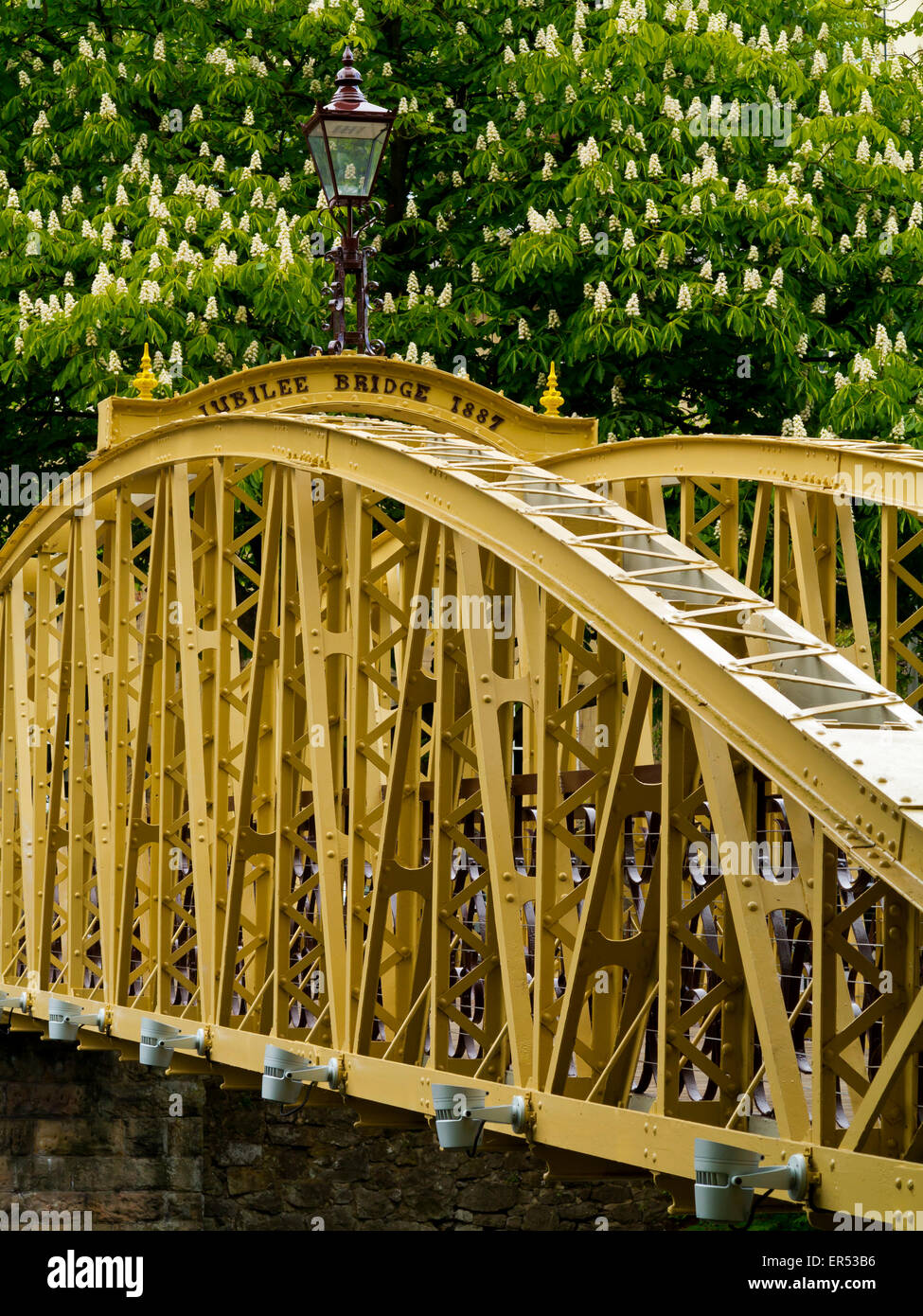 Jubilee Bridge a Victorian metal footbridge over the River Derwent in ...