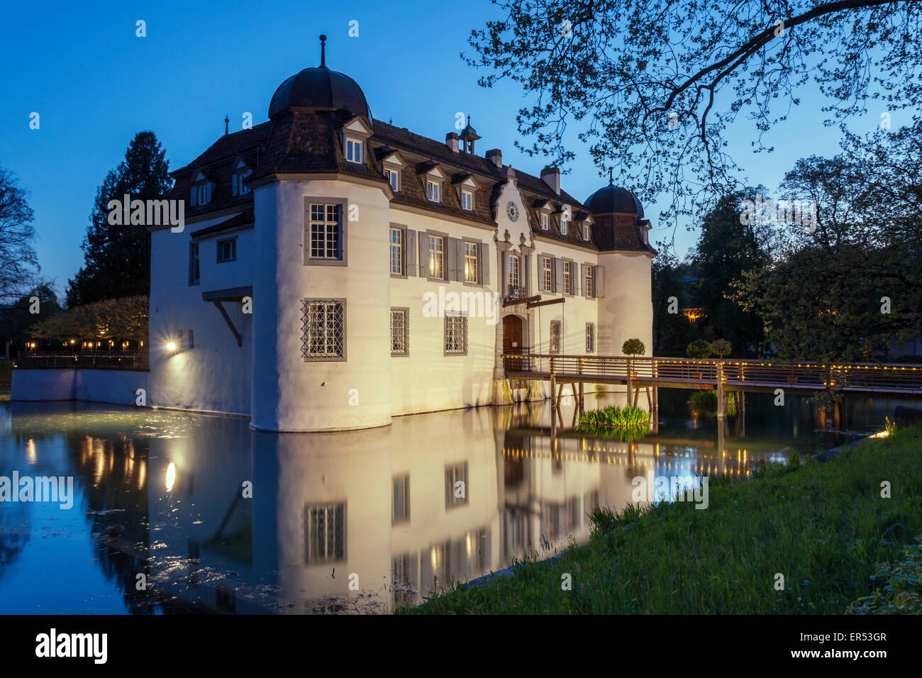 Evening at Bottmingen Castle, canton Basel-Country, Switzerland Stock ...