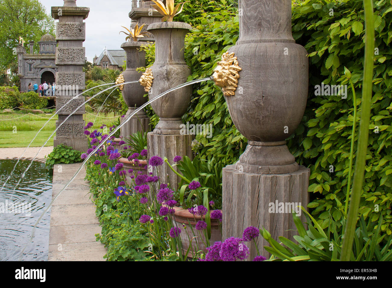 An ornate set of fountains in the grounds of Arundel Castle, Sussex ...