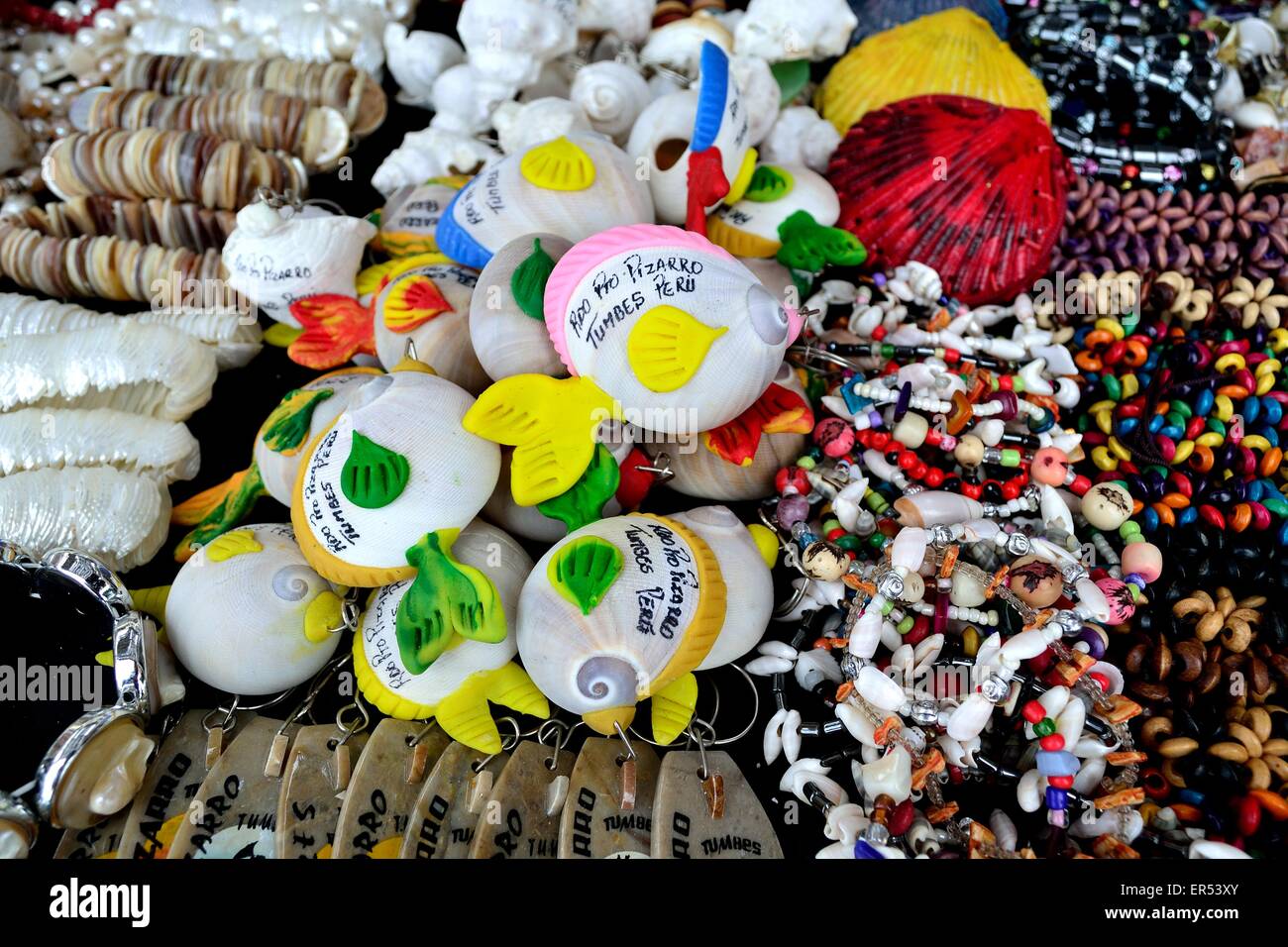 Keychains - Craft stalls- Dock in PUERTO PIZARRO. Department of Tumbes ...