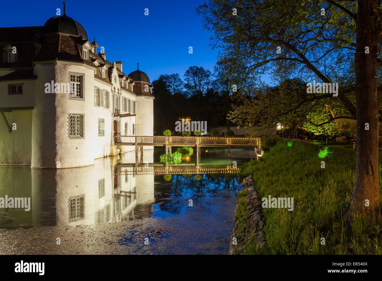 Evening at Bottmingen Castle, canton Basel-Country, Switzerland Stock ...