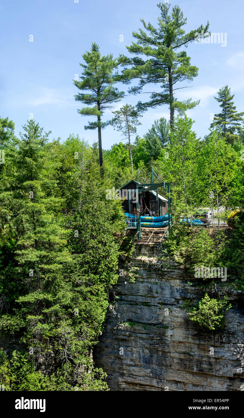 Table Rock rafting station inside Ausable Chasm park Stock Photo - Alamy