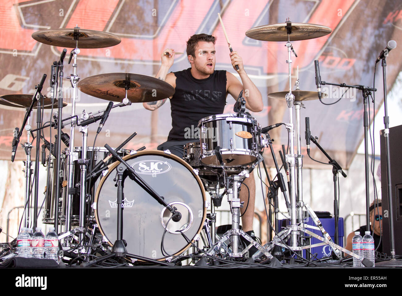 Irvine, California, USA. 16th May, 2015. Drummer RIAN DAWSON of All ...