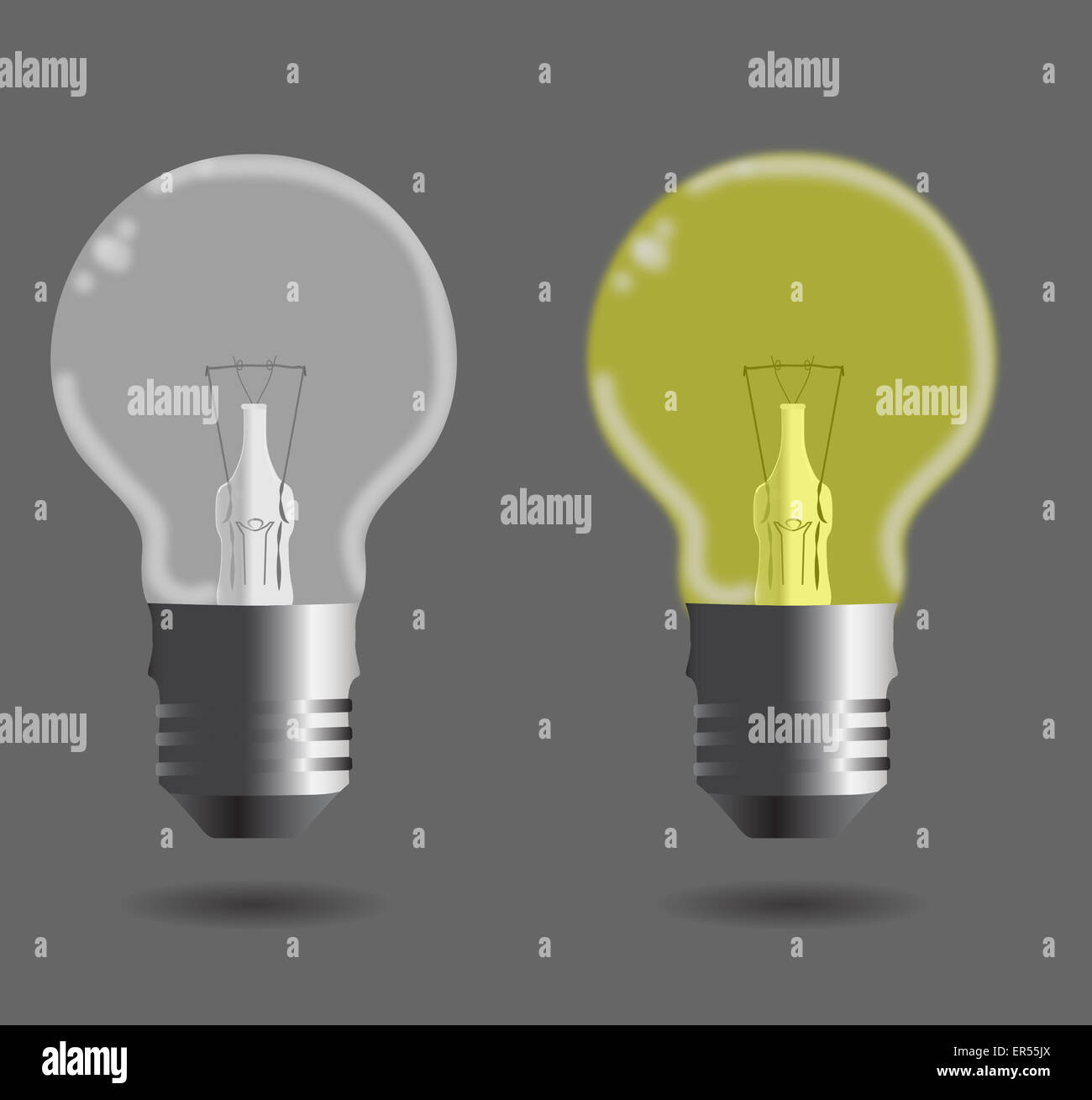 Set of glass bulb lighted and unlighted. Vector illustration Stock ...