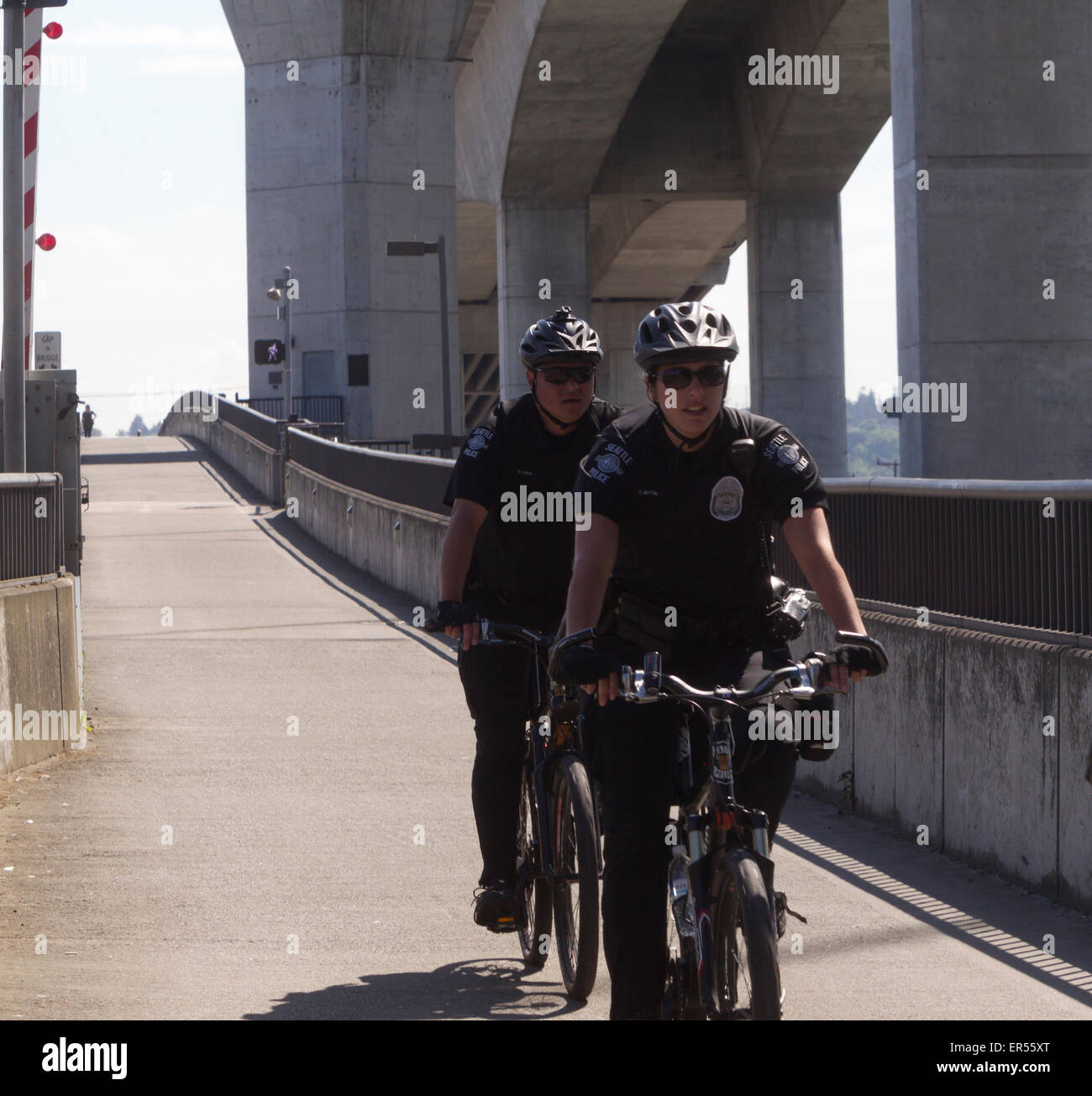 Seattle Police Bicyclists, West Seattle Lower Bridge, Protest Against ...