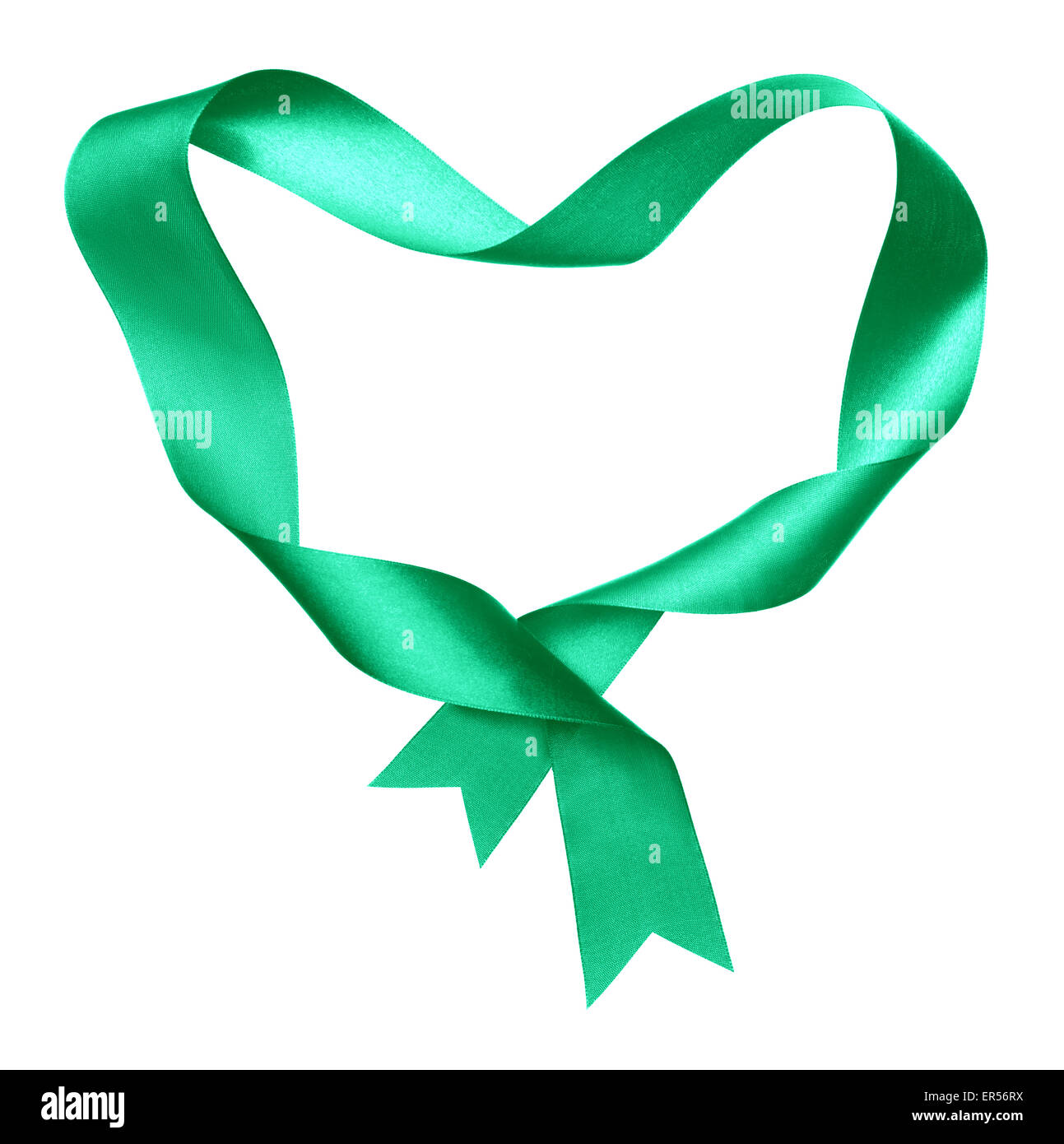 green,heart shape frame from twisted silk ribbon isolated Stock Photo ...