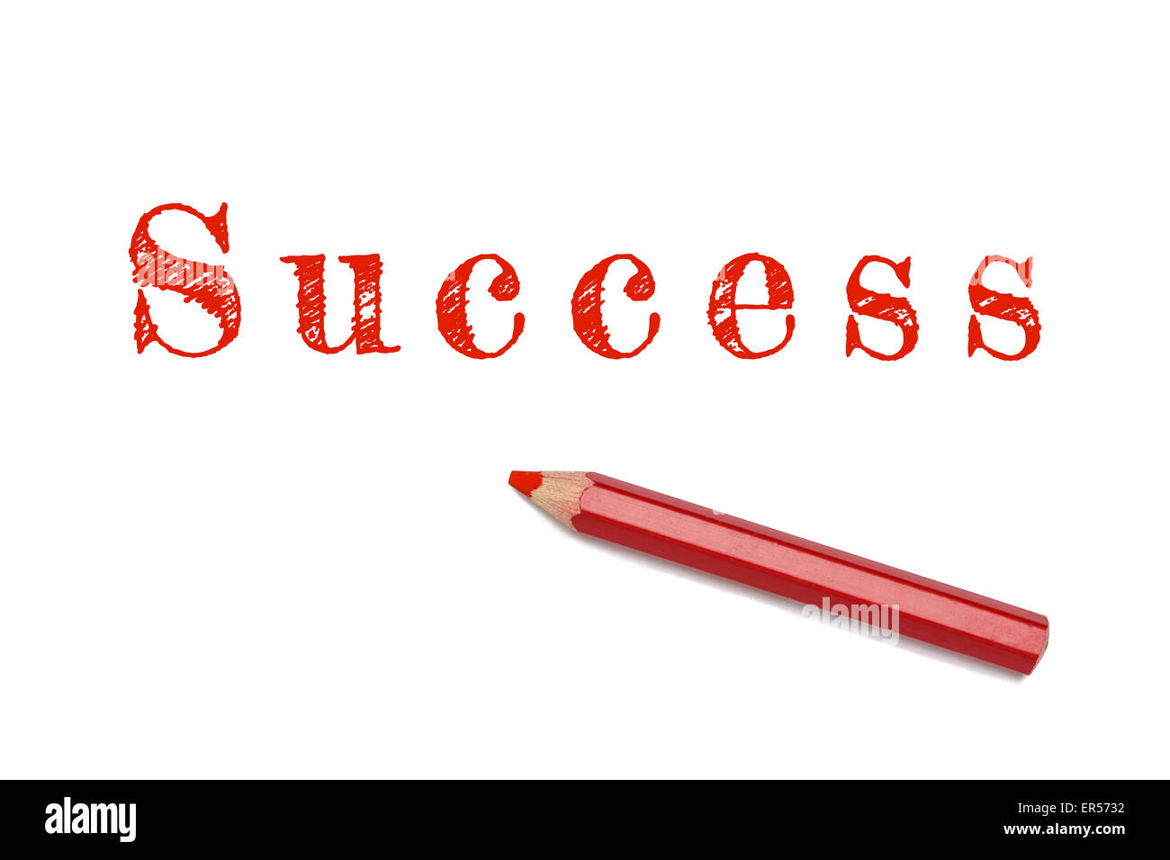 Success sketch text written red pencil white background. Business ...