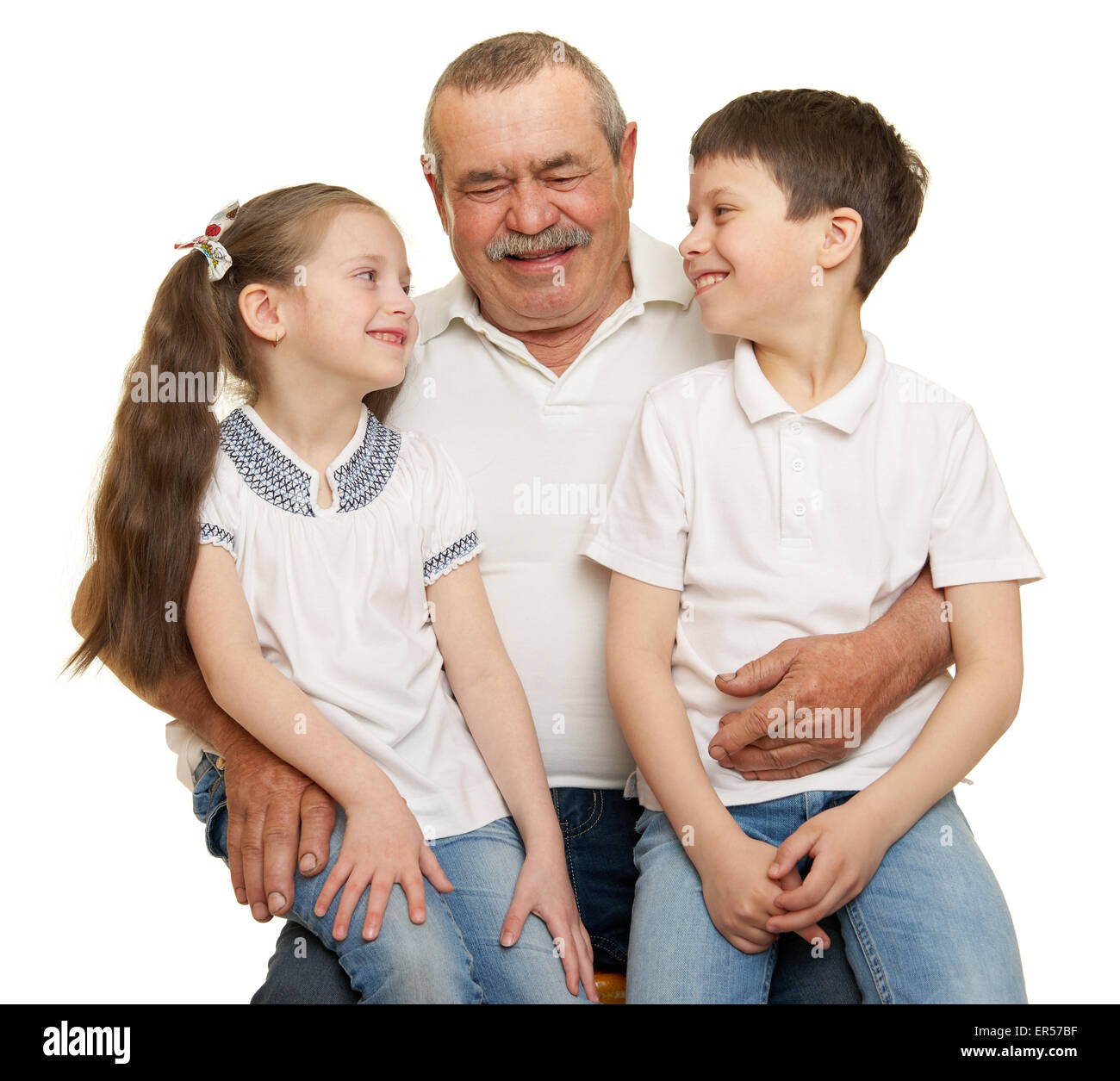 Grandfather and grandchildren portrait studio shoot Stock Photo - Alamy