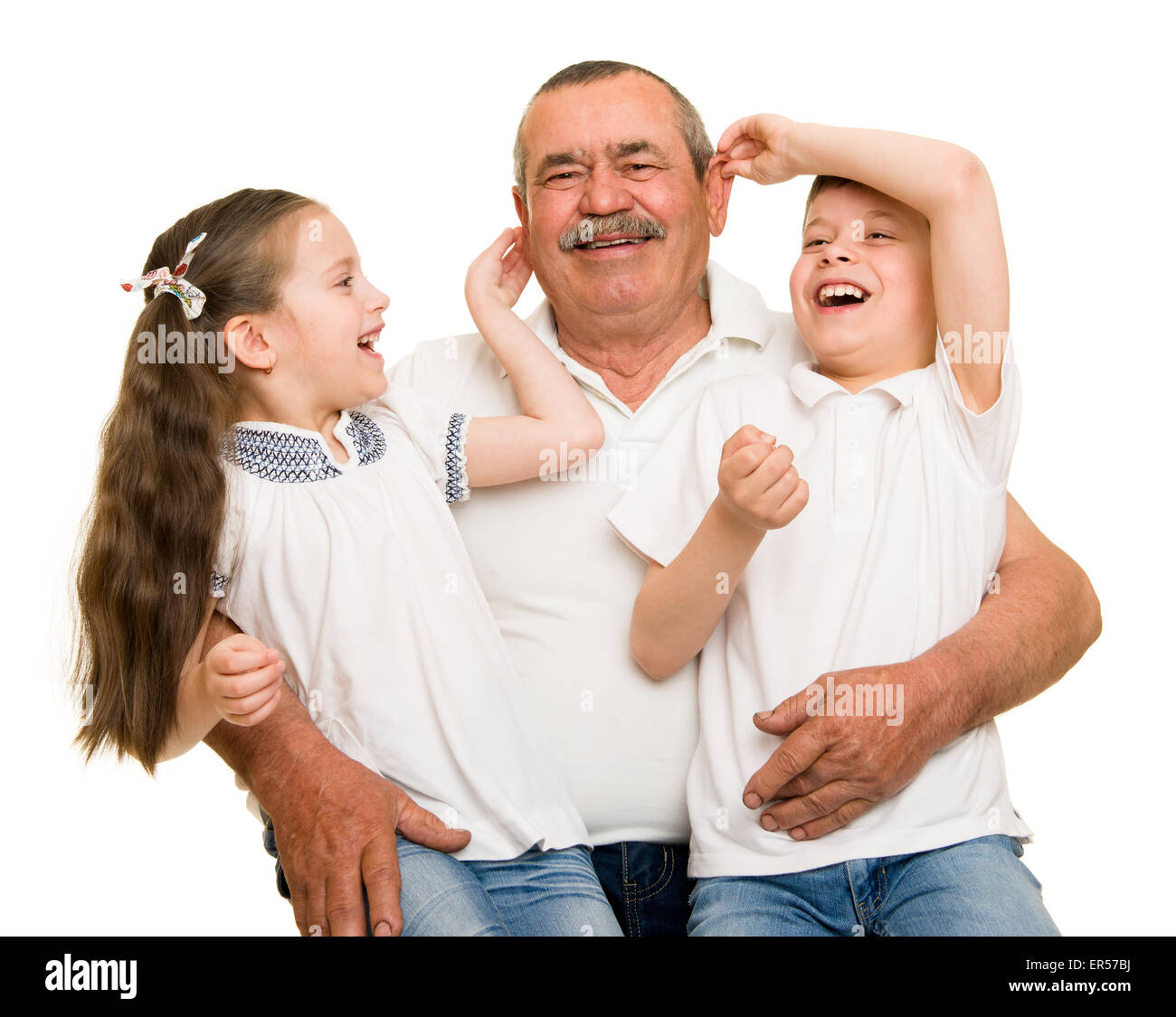 Grandfather and grandchildren portrait studio shoot Stock Photo - Alamy