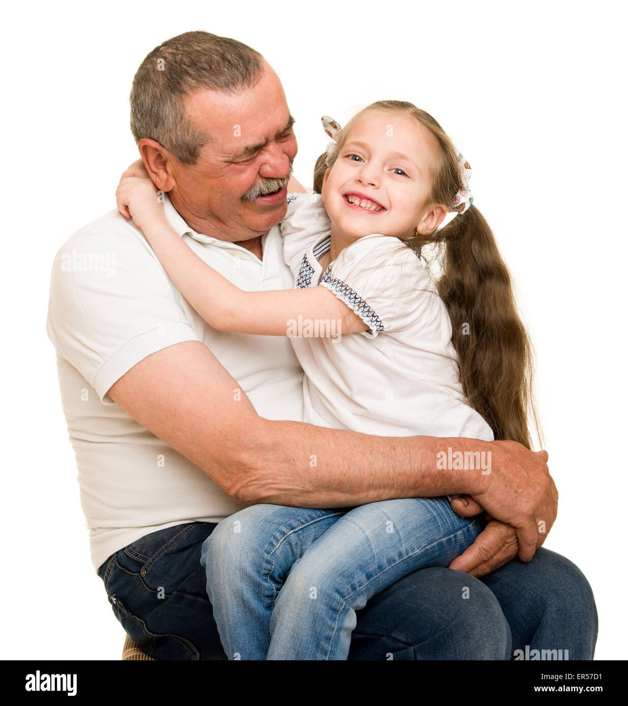 Grandfather and grandchildren portrait studio shoot Stock Photo - Alamy
