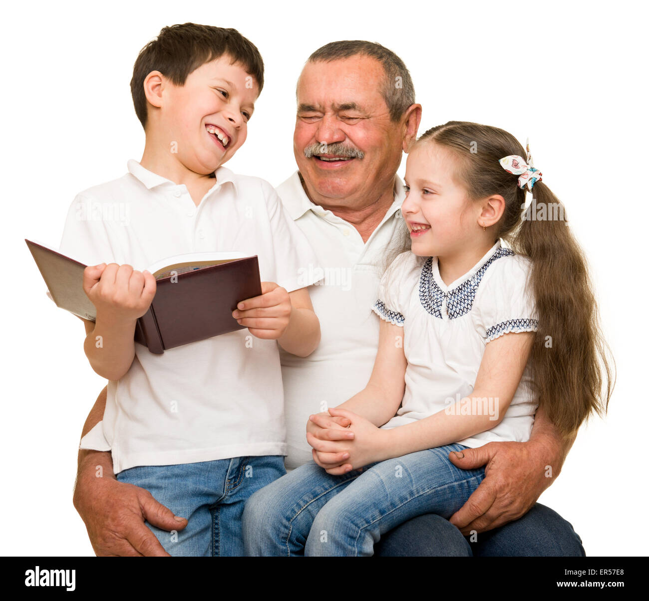 Grandfather and grandchildren portrait studio shoot Stock Photo - Alamy