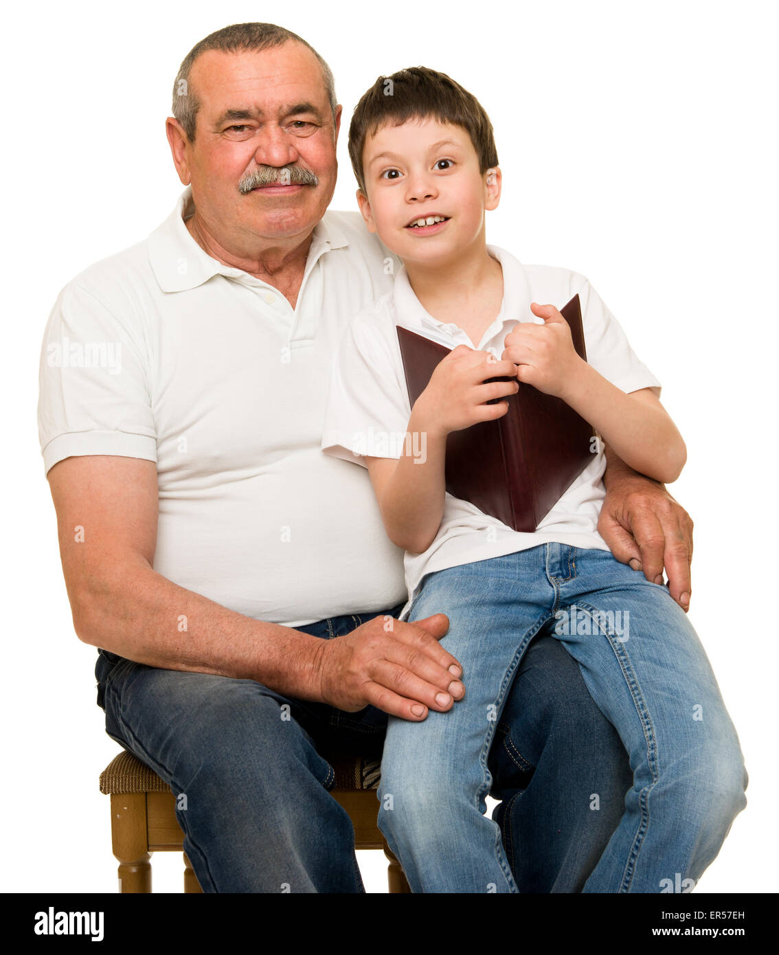 Grandfather and grandchildren portrait studio shoot Stock Photo - Alamy