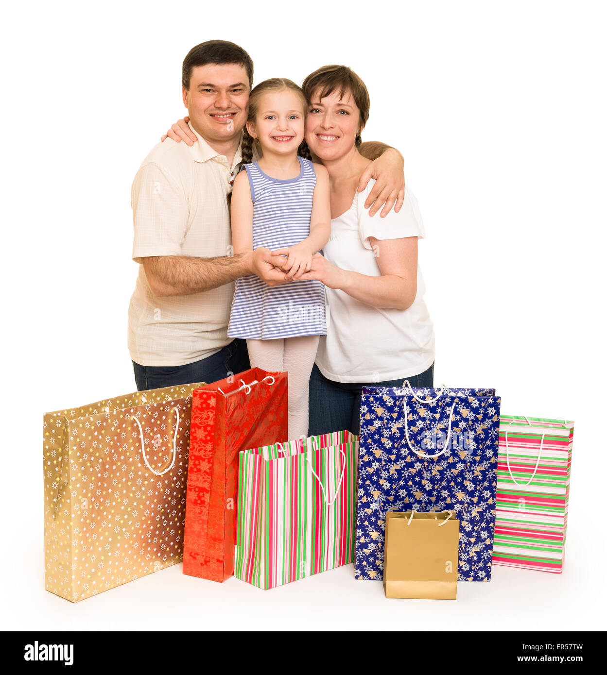 happy family with shopping bag Stock Photo - Alamy