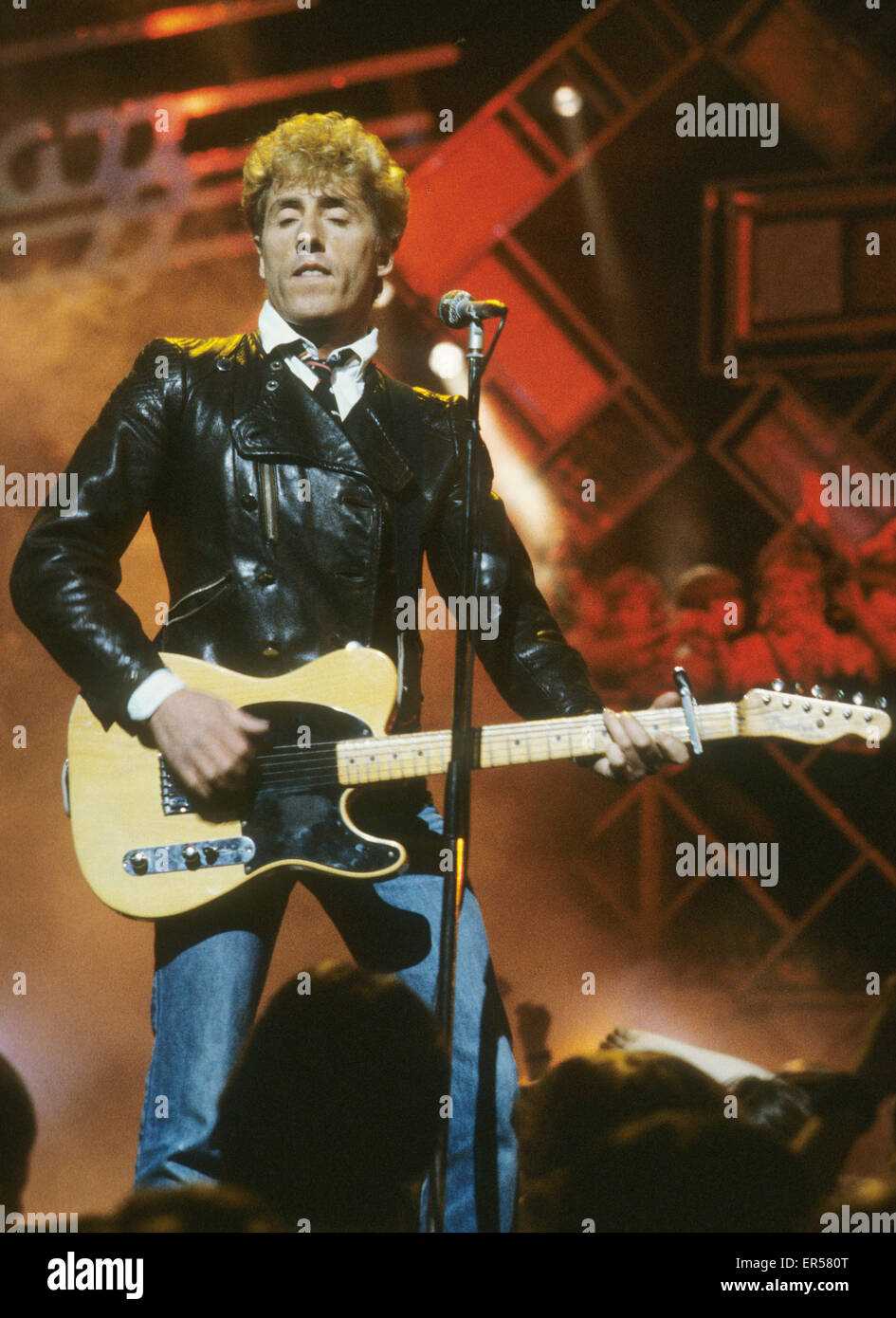 THE WHO UK rock group with Roger Daltrey on a UK TV show in 1984 Stock ...