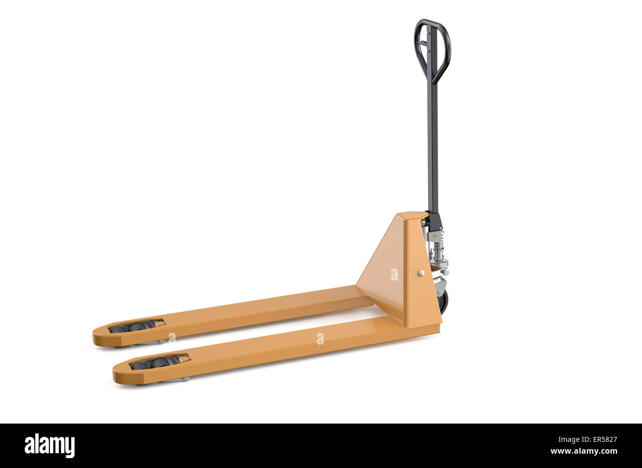 yellow hydraulic pallet jacks isolated on white background Stock Photo ...