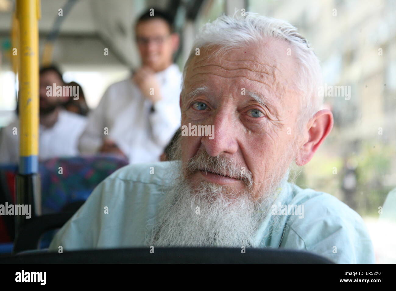 Orthodox Jewish traveller on bus Jerusalem bus, Israel Stock Photo - Alamy