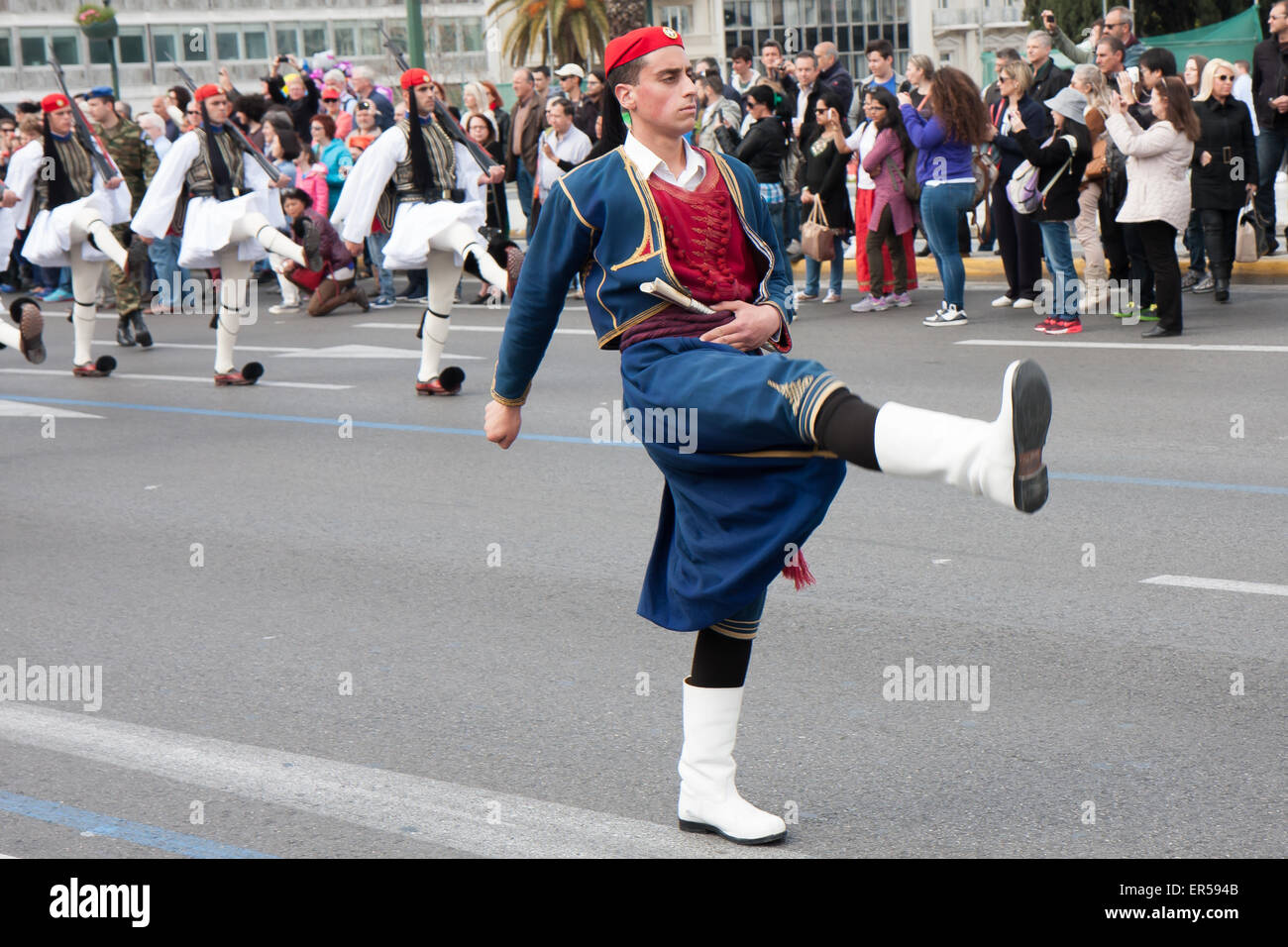 Athens, Greece, - April 05, 2015: A solemn military parade of soldiers ...