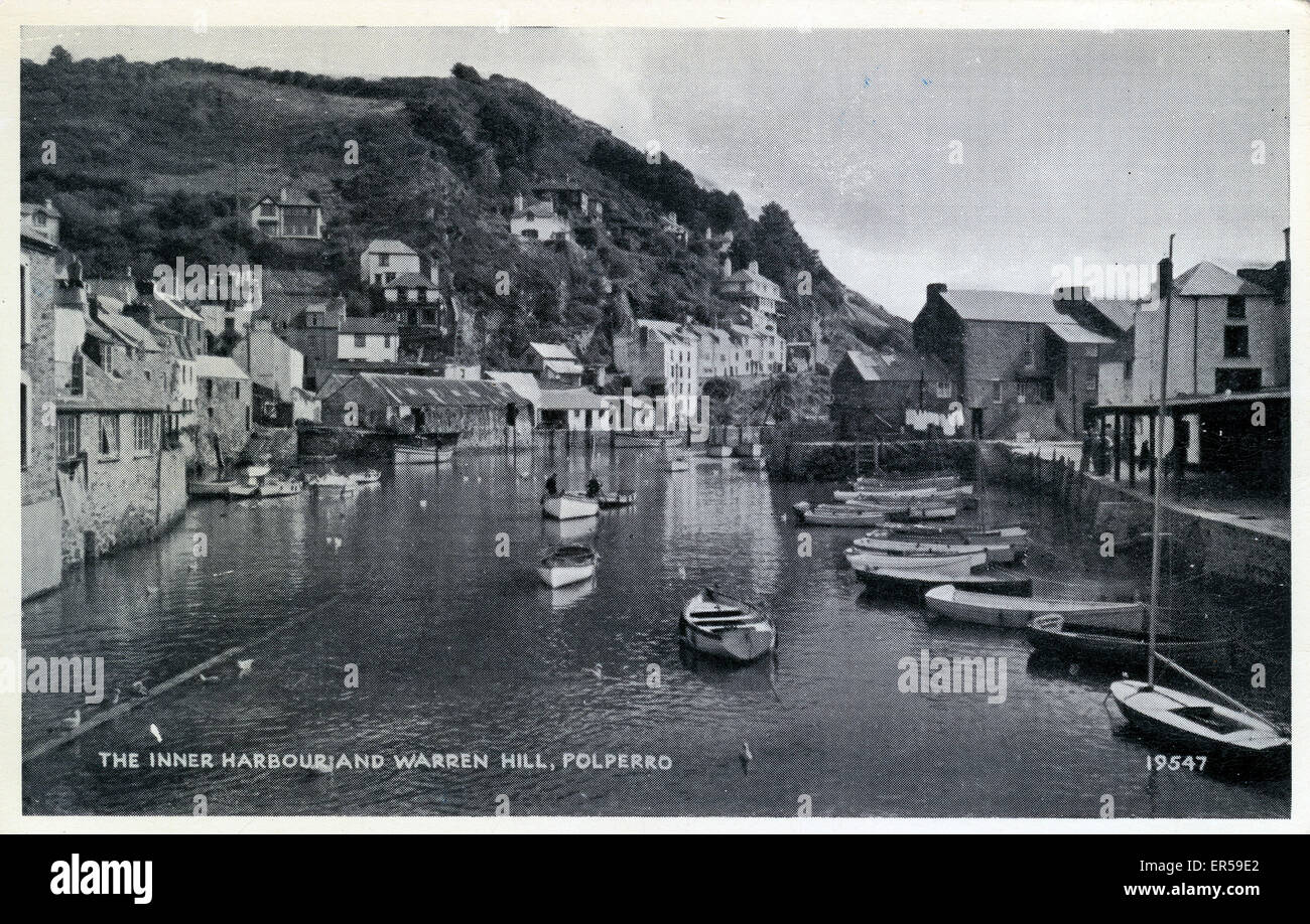 The Inner Harbour & Warren Hill, Polperro, Cornwall Stock Photo - Alamy