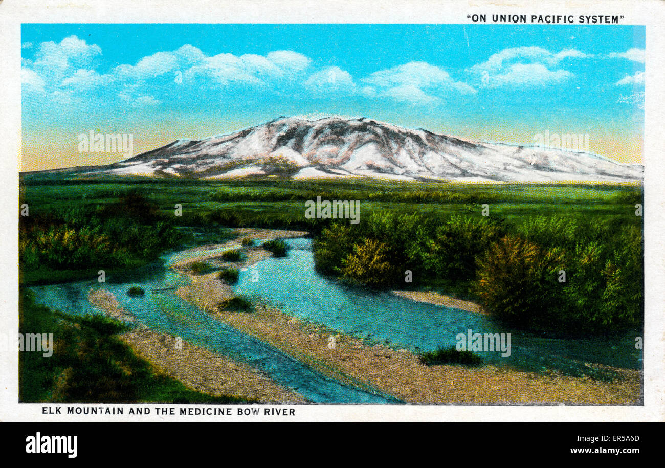 Elk Mountain & The Medicine Bow River, Elk, Wyoming Stock Photo - Alamy