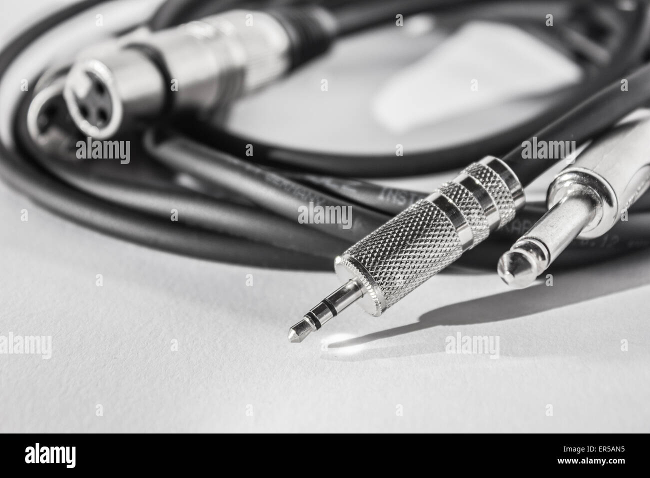 XLR cables and connections details. Poster background Stock Photo - Alamy