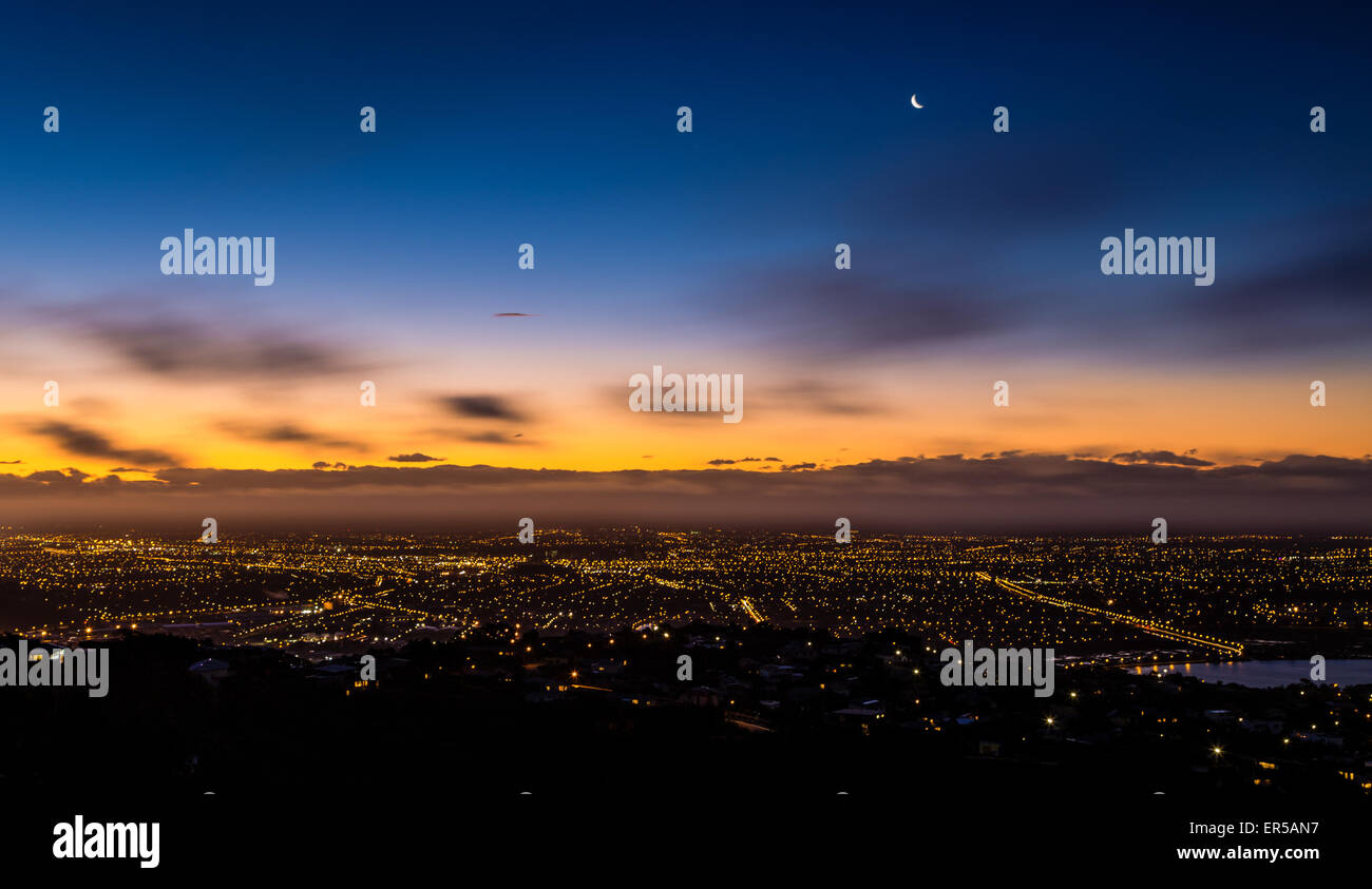 Christchurch, New Zealand, seen from above at night Stock Photo - Alamy