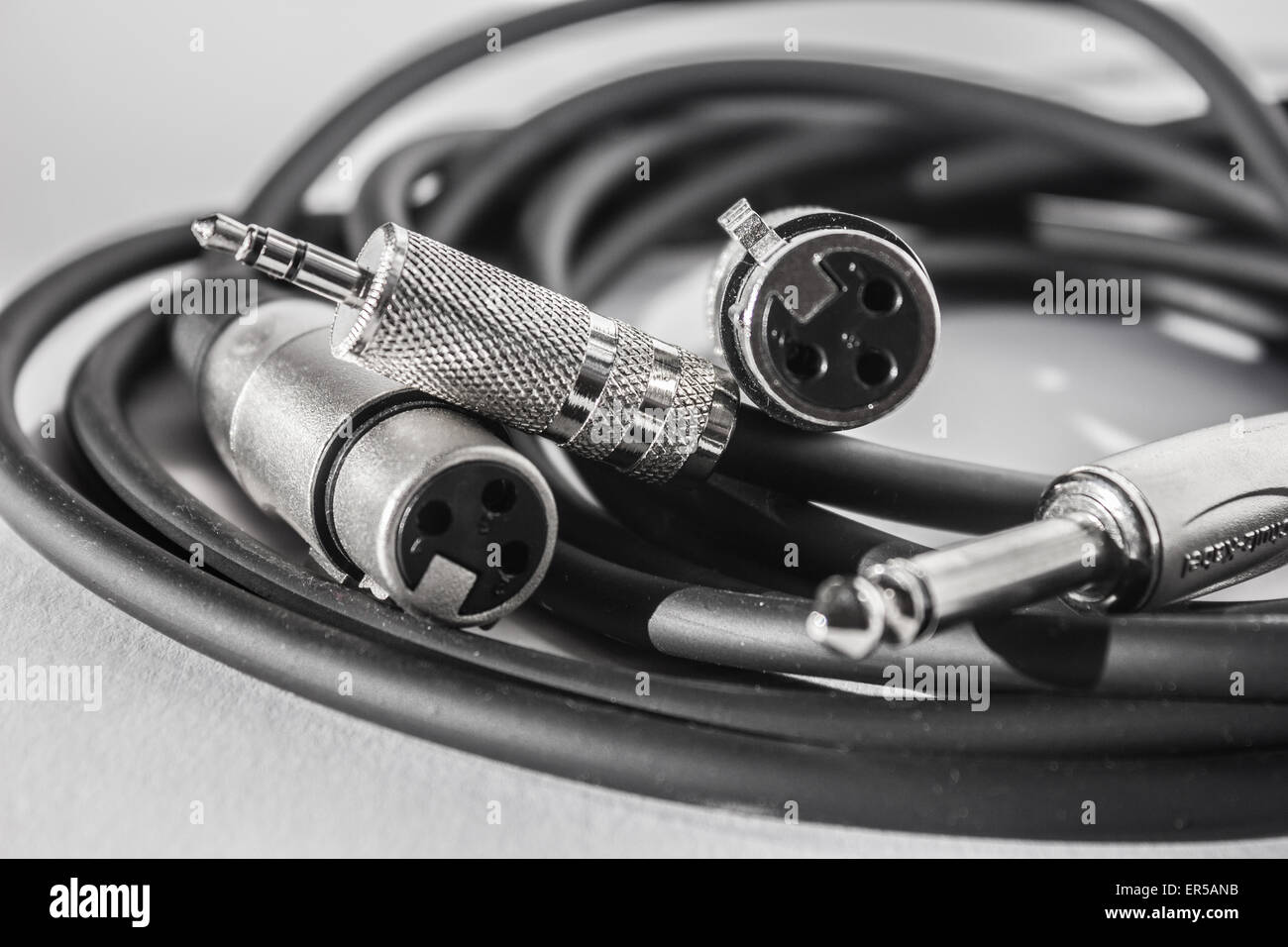 XLR cables and connections details. Poster background Stock Photo - Alamy