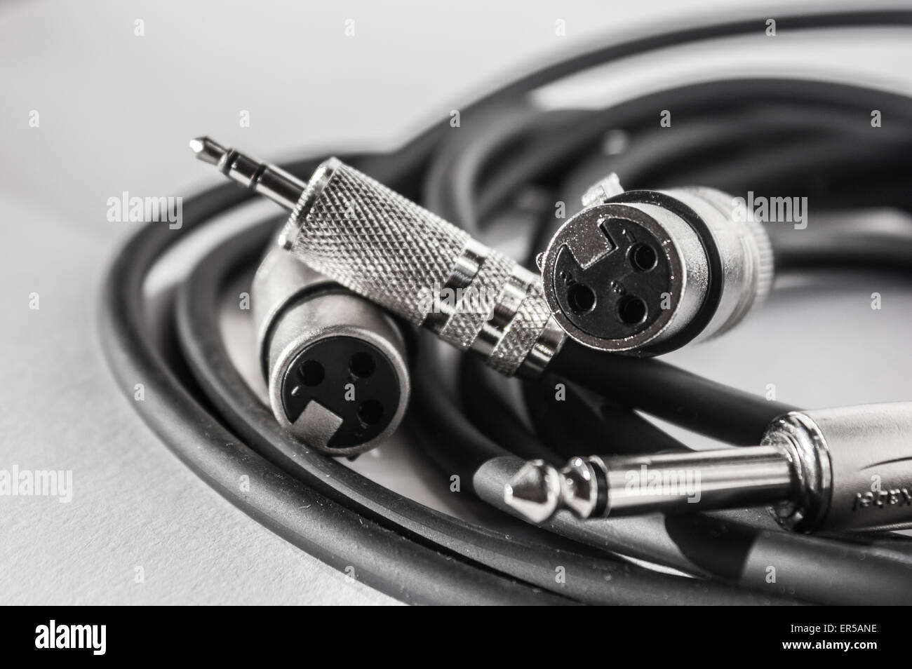 XLR cables and connections details. Poster background Stock Photo - Alamy