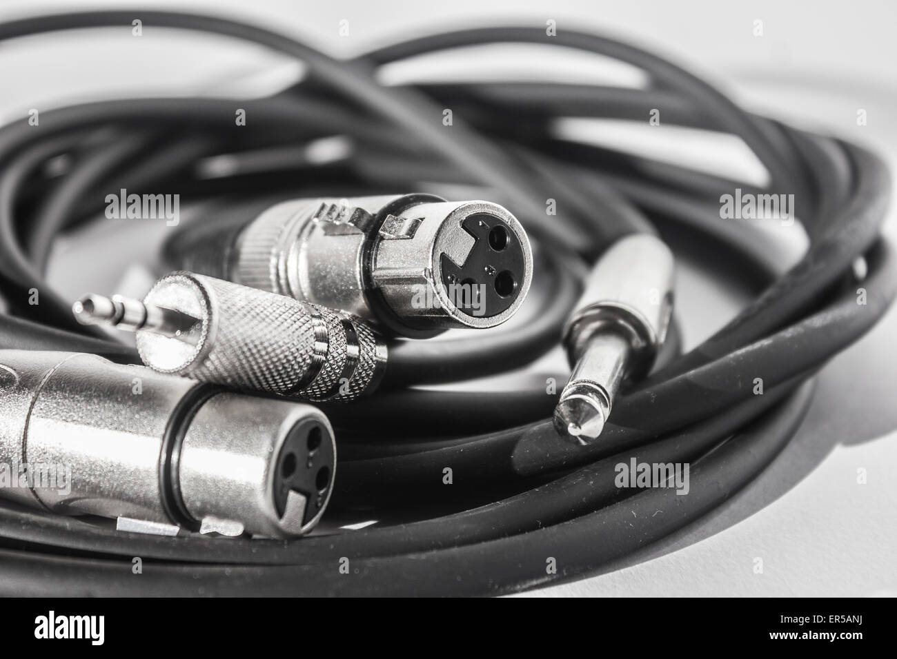 XLR cables and connections details. Poster background Stock Photo - Alamy