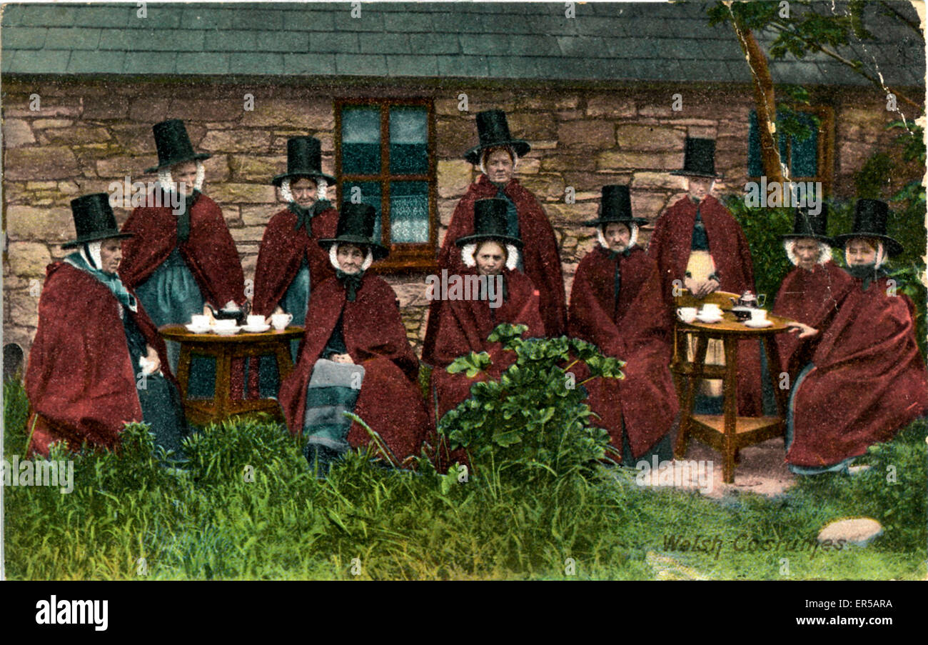 Tea Party of Women in Welsh Costumes Stock Photo - Alamy