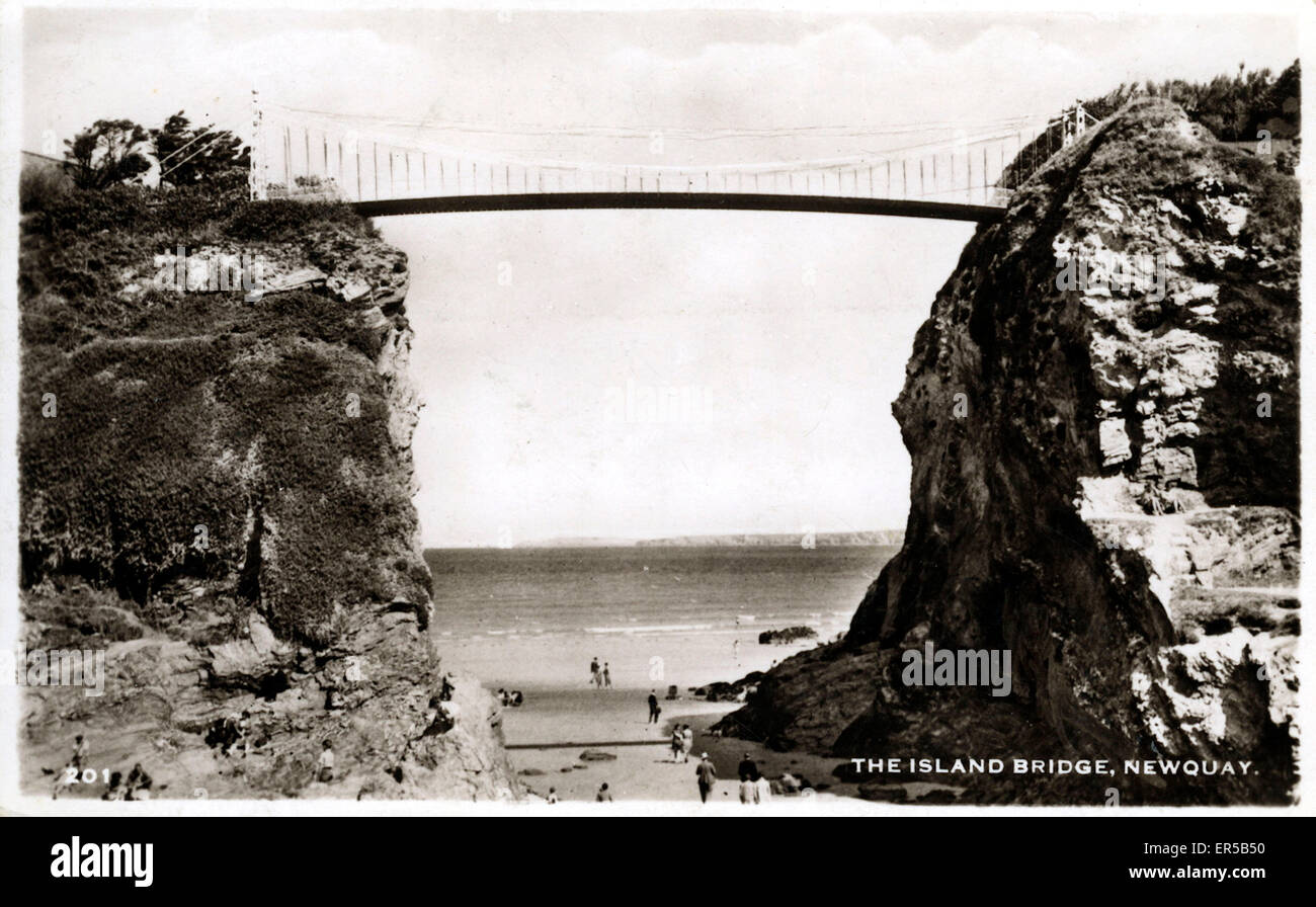 The Island Bridge, Newquay, Cornwall, England. 1950s Stock Photo - Alamy