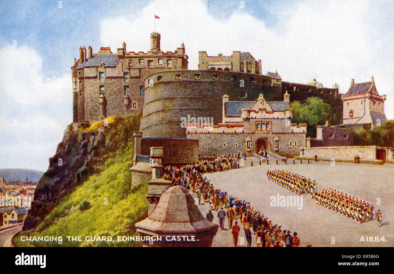 Changing the Guard, Edinburgh Castle, Midlothian, Scotland. 1920s Stock ...