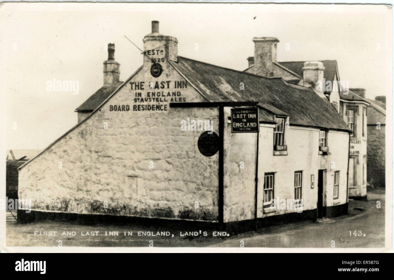 First & Last Inn in England, Land's End, Cornwall Stock Photo - Alamy
