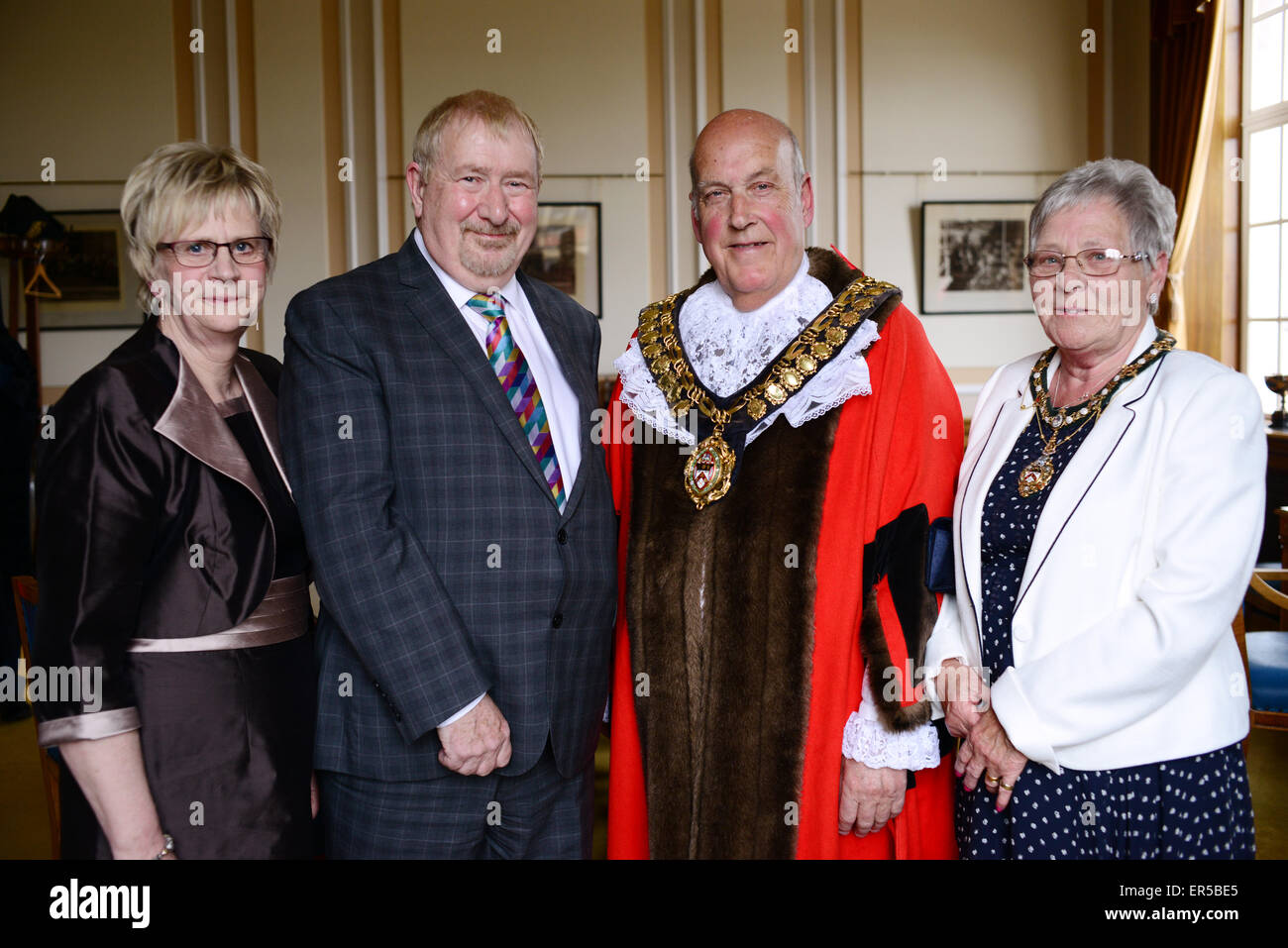 Mayor of Barnsley 2015/16 councillor Brian Mathers (2nd right) with his ...