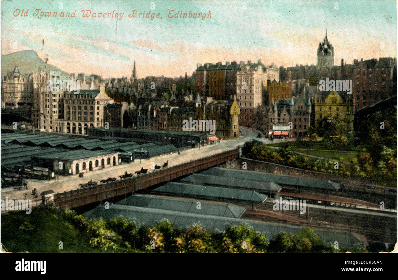 Old Town & Waverley Bridge, Edinburgh, Midlothian Stock Photo - Alamy