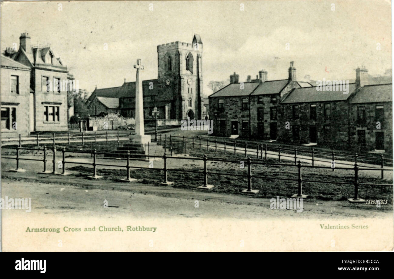 Armstrong Cross & Church, Rothbury, Northumberland Stock Photo - Alamy