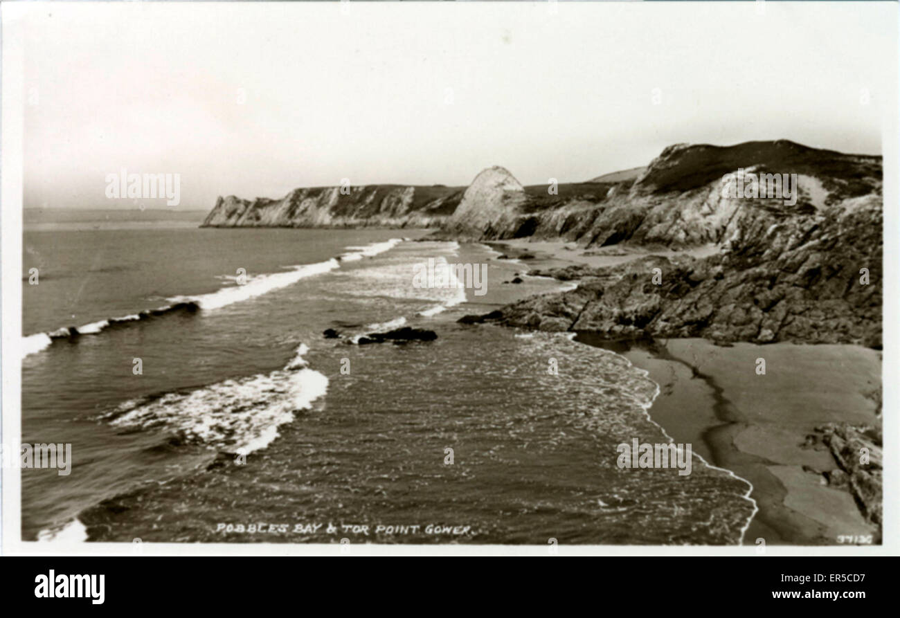 Pobbles Bay, Three Cliffs Bay, Glamorgan Stock Photo - Alamy