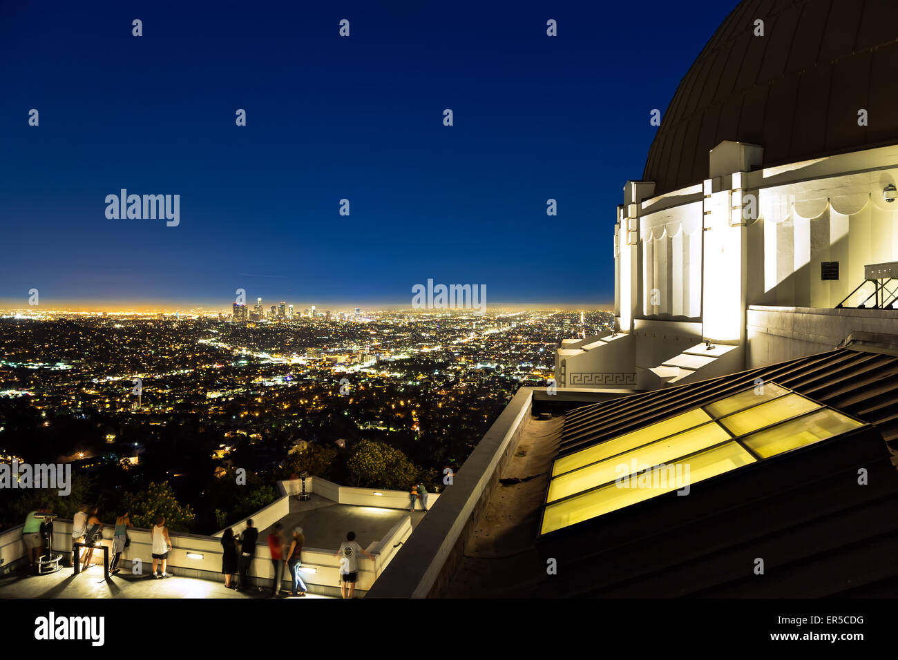 The Los Angeles skyline as seen from the wings of the Griffith ...