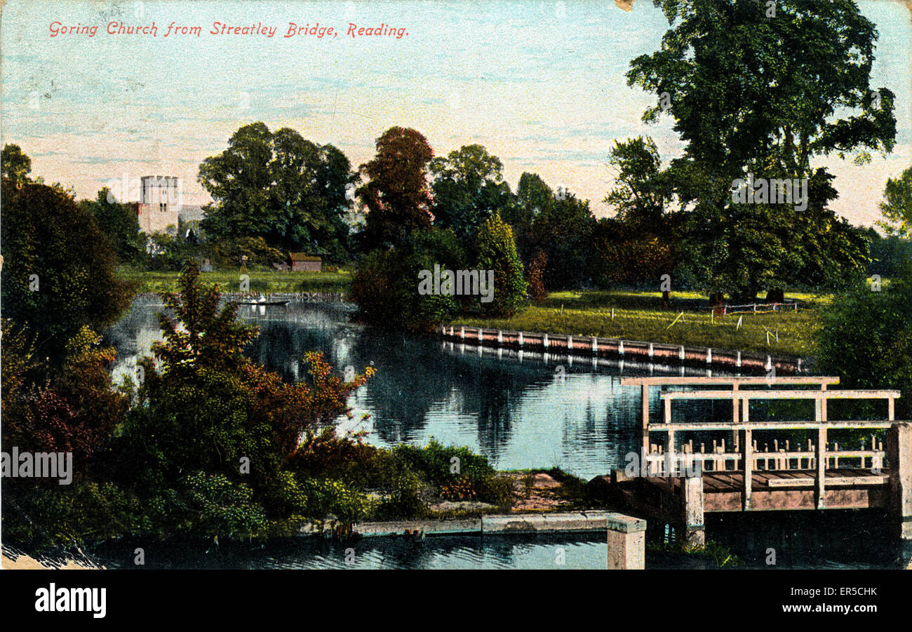 River & St Thomas of Canterbury Church, Goring-on-Thames Stock Photo ...