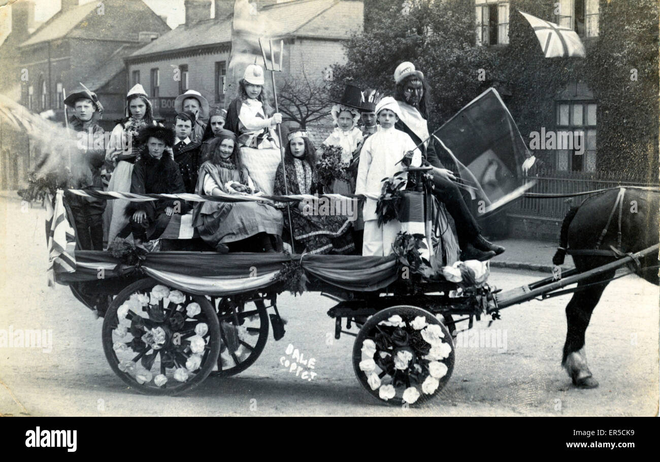 Horse-Drawn Float, England. Possibly Empire Day Celebrations 1900s ...
