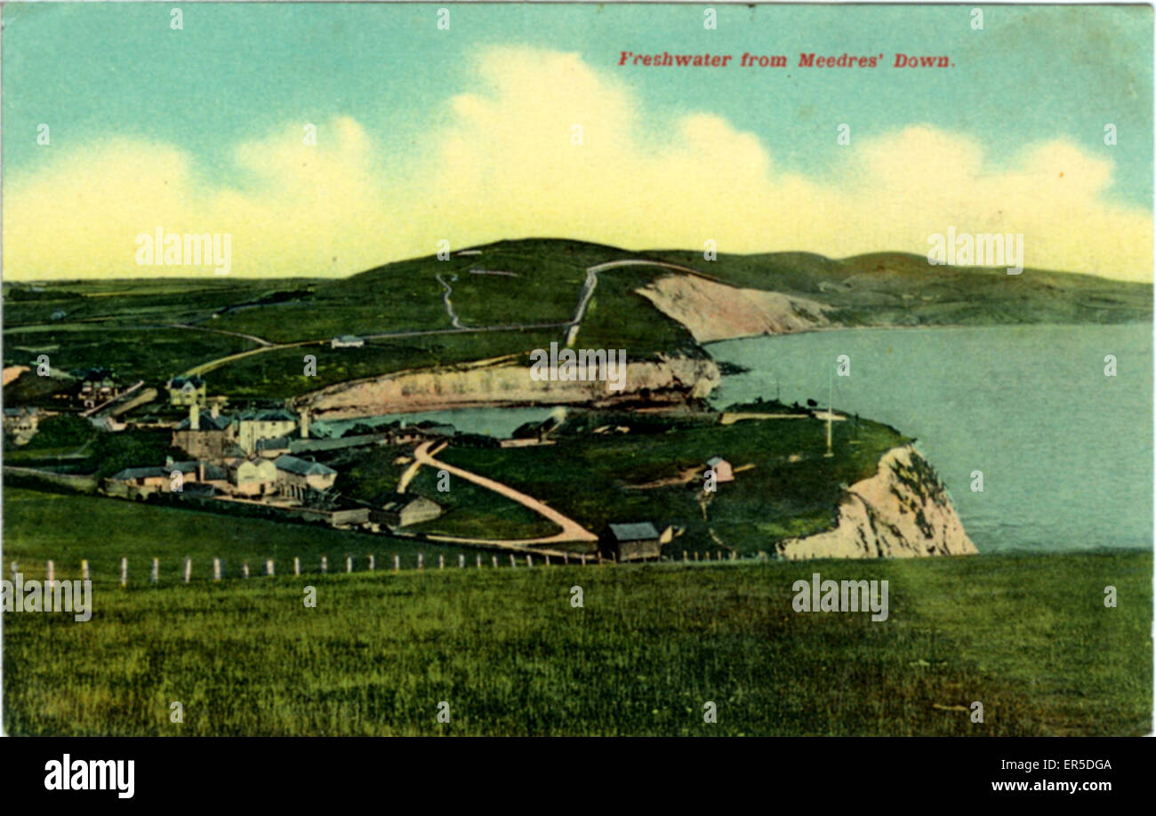 The Town from Meedres Down, Freshwater, Isle of Wight Stock Photo - Alamy