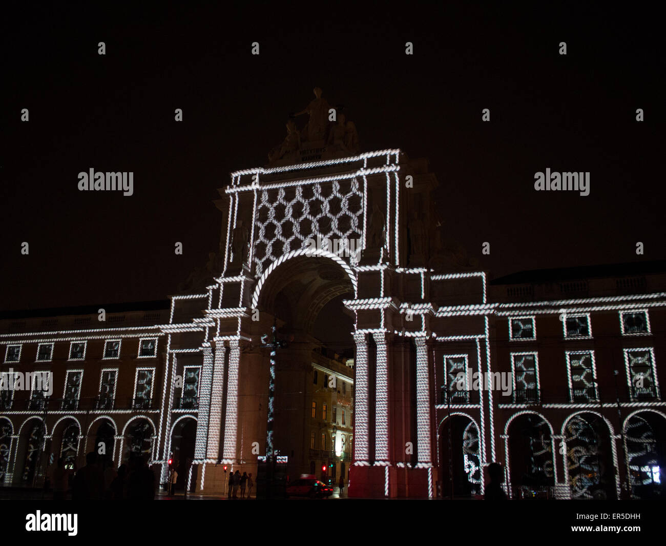 Lisbon, Portugal. 26 May 2014, Comercio Square light show © Sérgio ...