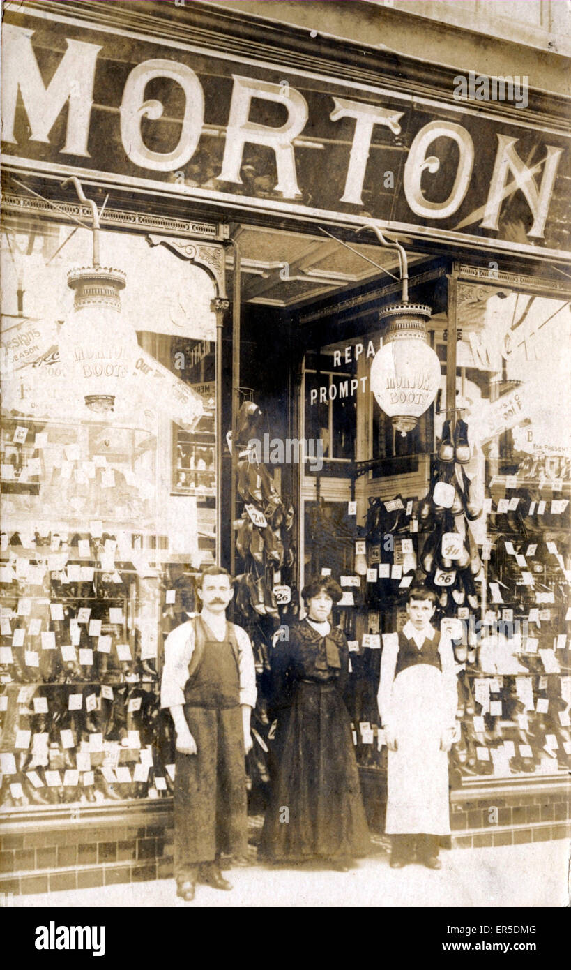 Shop-front - Premises - Morton - Shoe - Boot Maker, Aberystw Stock ...