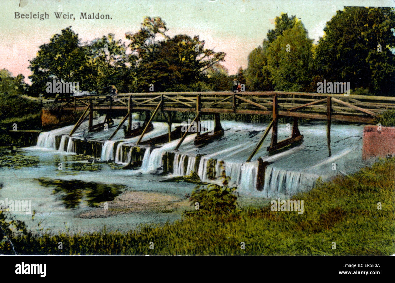 The Weir & Timber Bridge, Beeleigh, Essex Stock Photo - Alamy