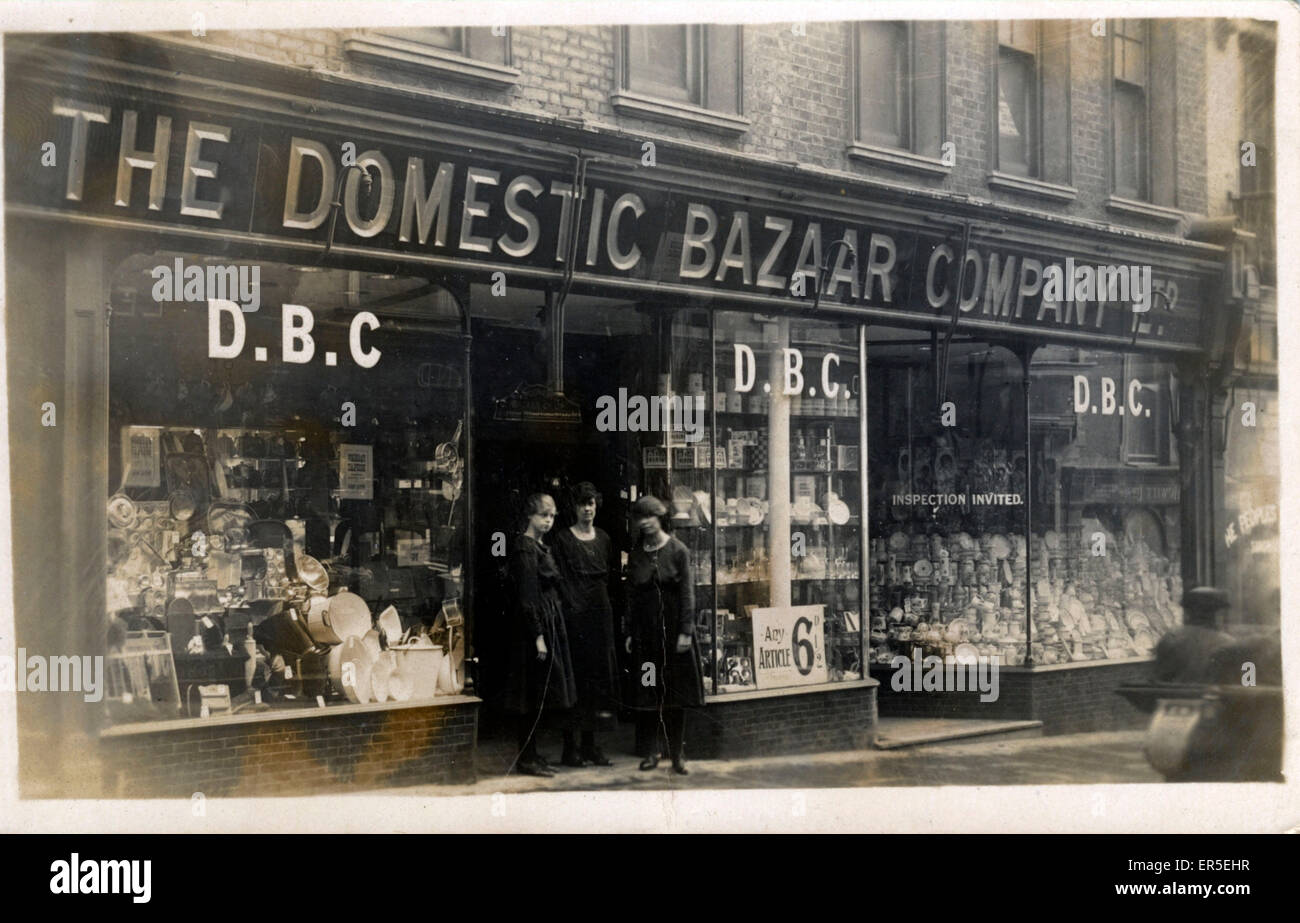 Shop-front - Premises of The Domestic Bazaar Co, Bedford Stock Photo ...