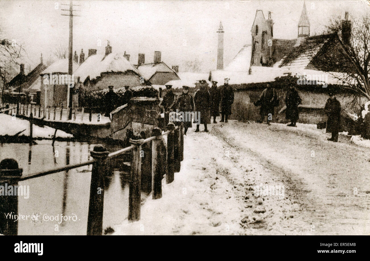 Snow Scene with World War One Soldiers, Codford, Wiltshire Stock Photo ...