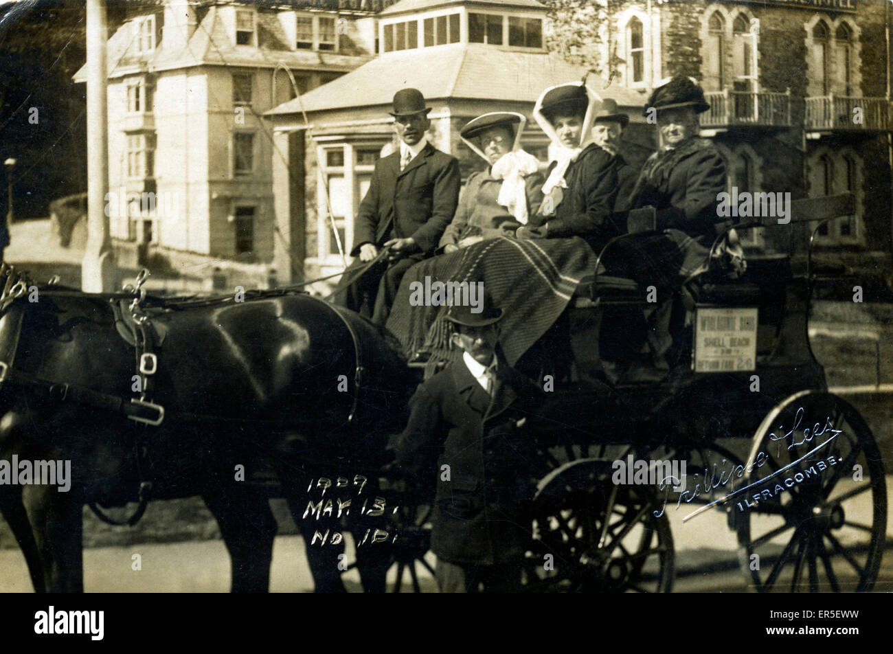 Horse & Carriage Pleasure Trippers, Ilfracombe, Devon Stock Photo - Alamy