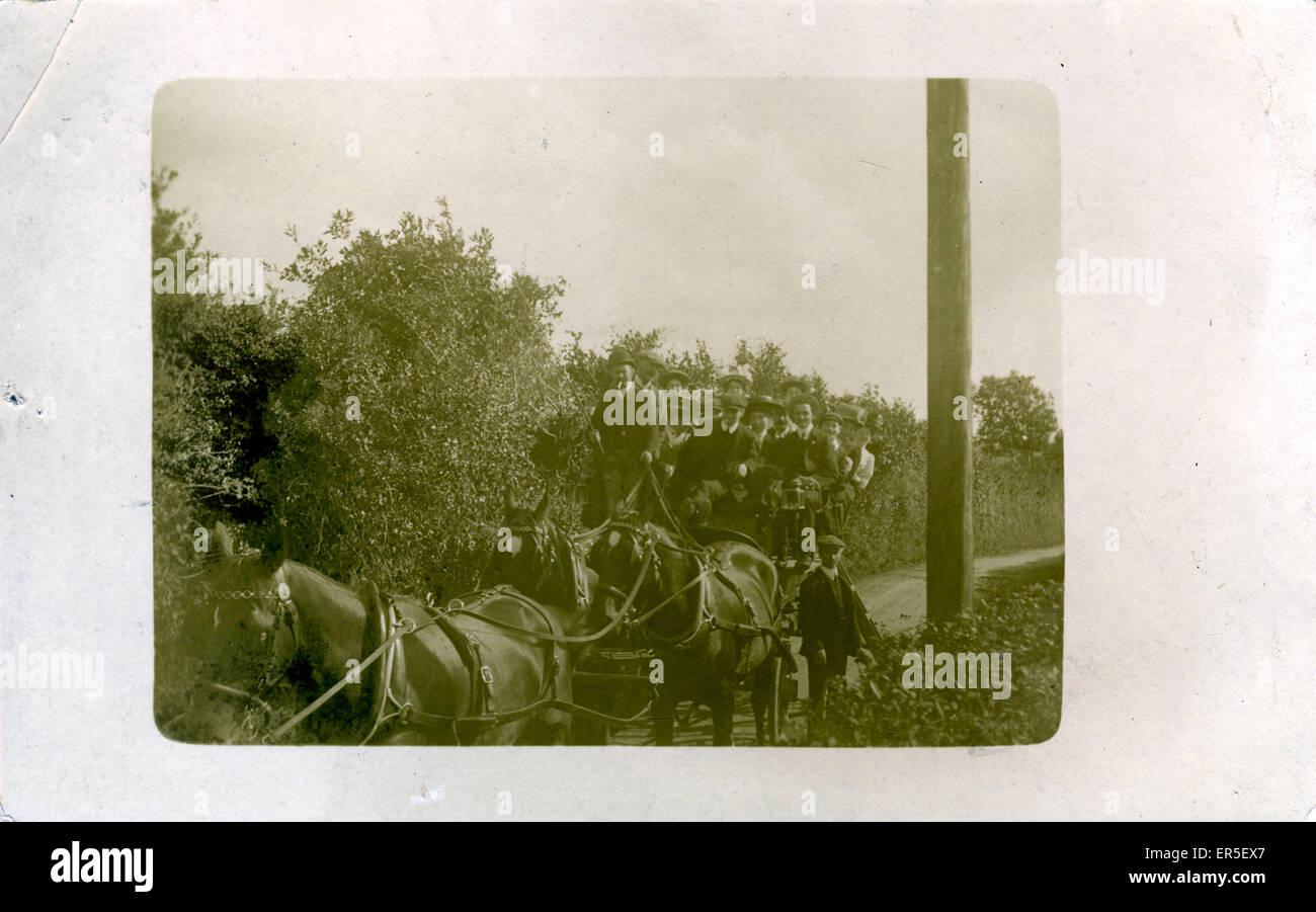 People & Carriage with Three Horses, Tiverton, Devon Stock Photo - Alamy