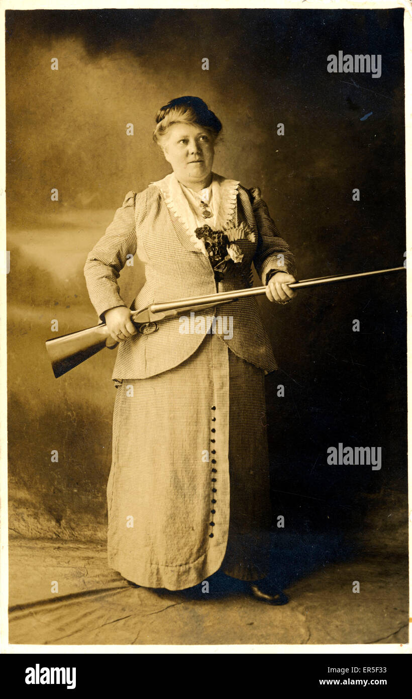 Lady with Rifle (Poss. Winchester), Philadelphia, Pennsylvan Stock ...