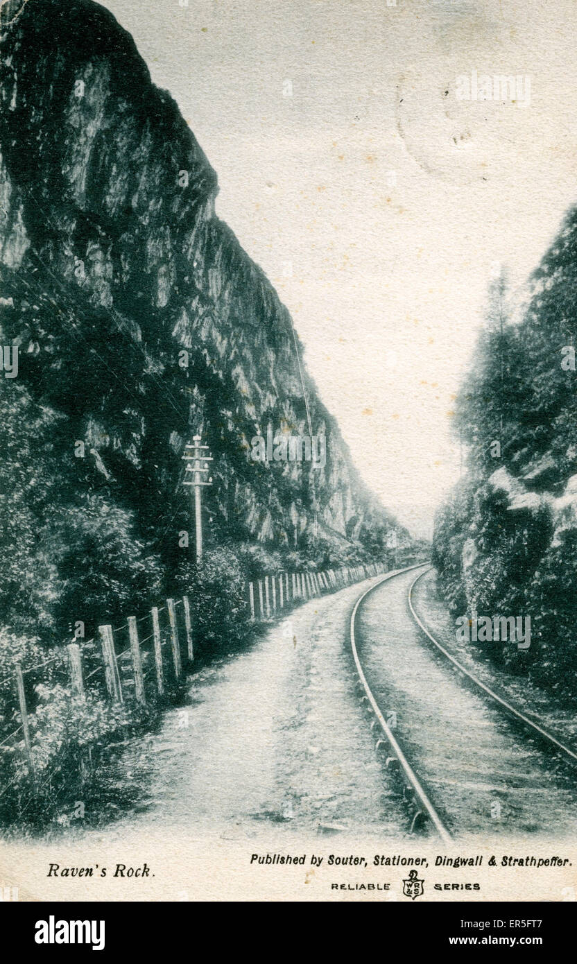Railway Passing Raven's Rock, Garve, Ross-shire Stock Photo - Alamy
